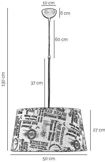 ONLI - Lustr na lanku MAIDA 1xE27/15W/230V pr. 50 cm hnědá