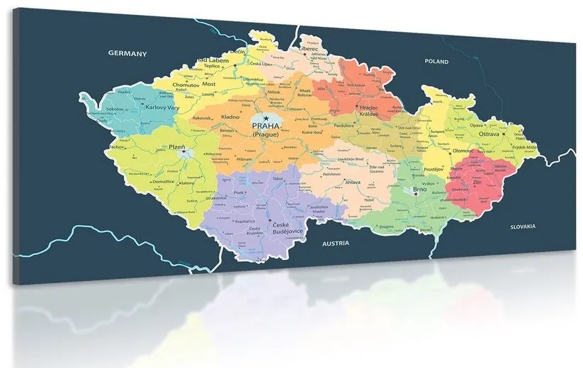 Obraz mapa Česka s tmavým pozadím - 120x60