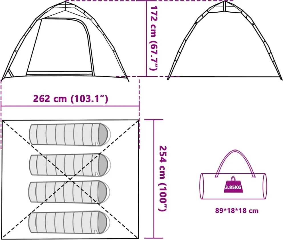 vidaXL Rybářský stan pro 4 osoby rychloupínací [4005327] Barva: Olivově zelená