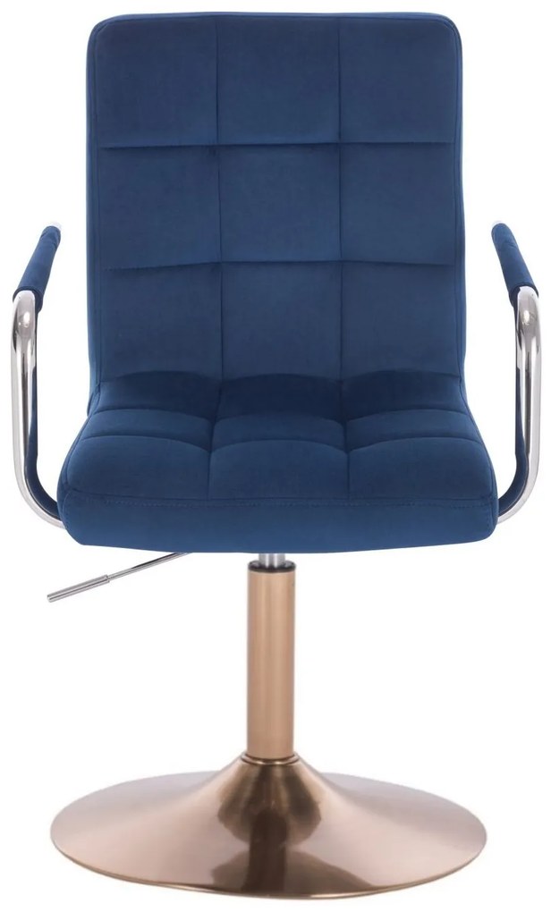 LuxuryForm DESIGN Otočná židle VERONA VELUR na zlatém talíři - modrá
