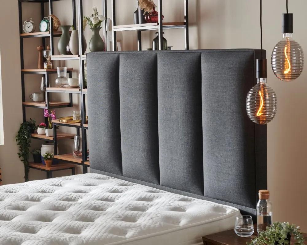 Čalouněná postel STOCKHOLM s matrací - antracit 160 × 200 cm