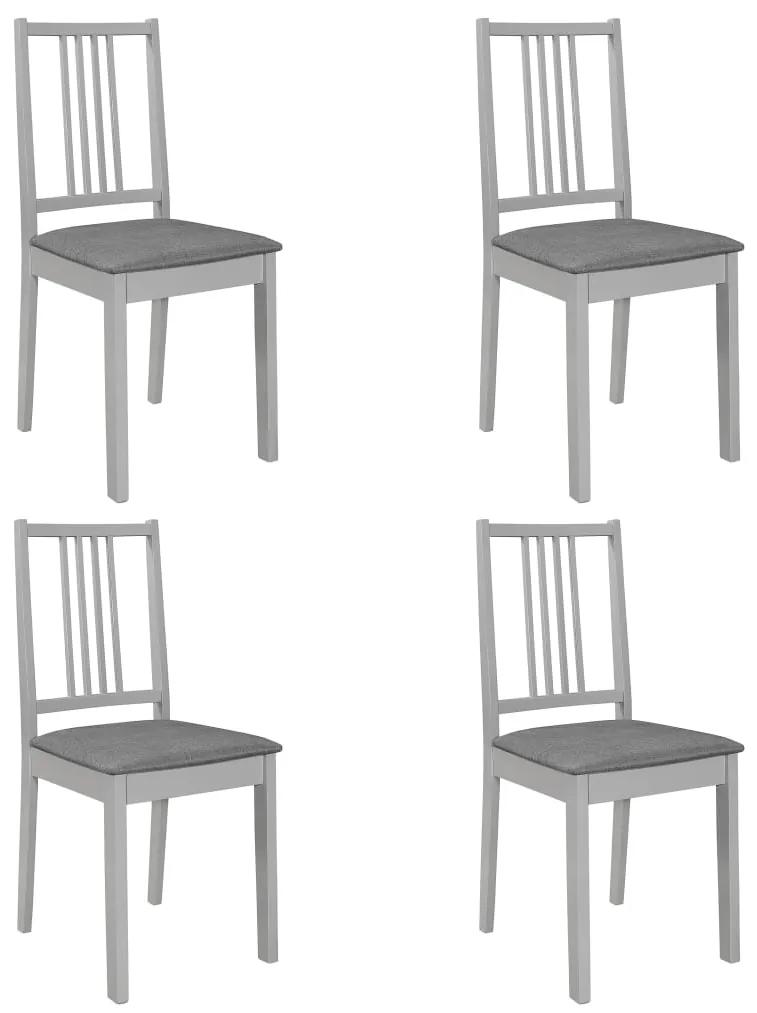 247639 vidaXL Jídelní židle s poduškami 4 ks šedé masivní dřevo