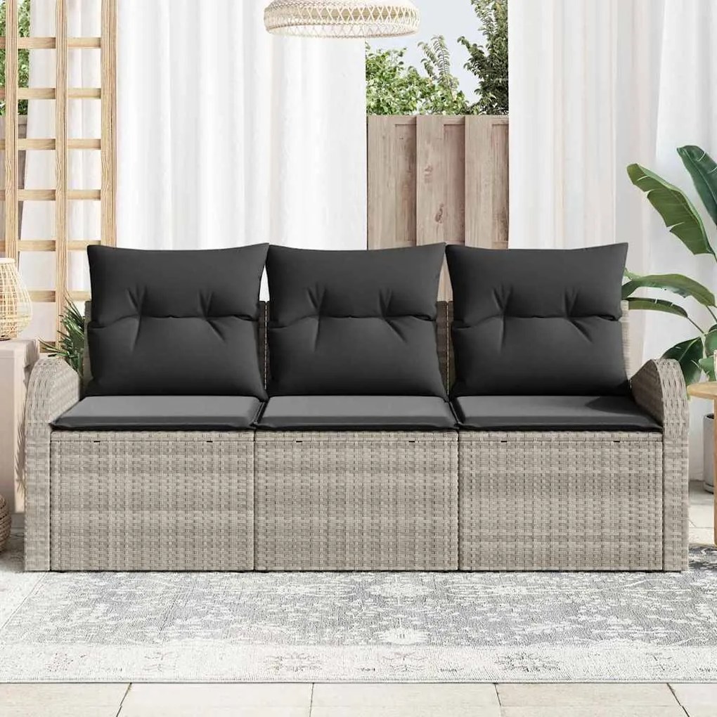 Sada zahradních pohovek 3 pcs Světle šedá Poly ratan 3345902