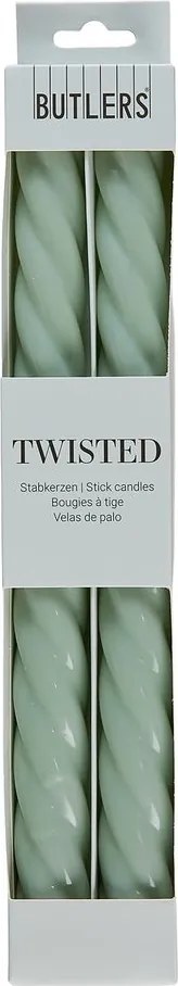 Butlers TWISTED Sada lesklých svíček 2 ks 25,5 cm - mátová