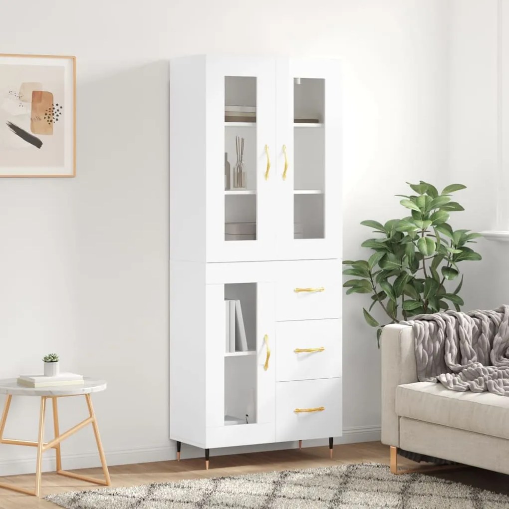 Skříň highboard lesklá bílá 69,5 x 34 x 180 cm kompozitní dřevo - Default Title