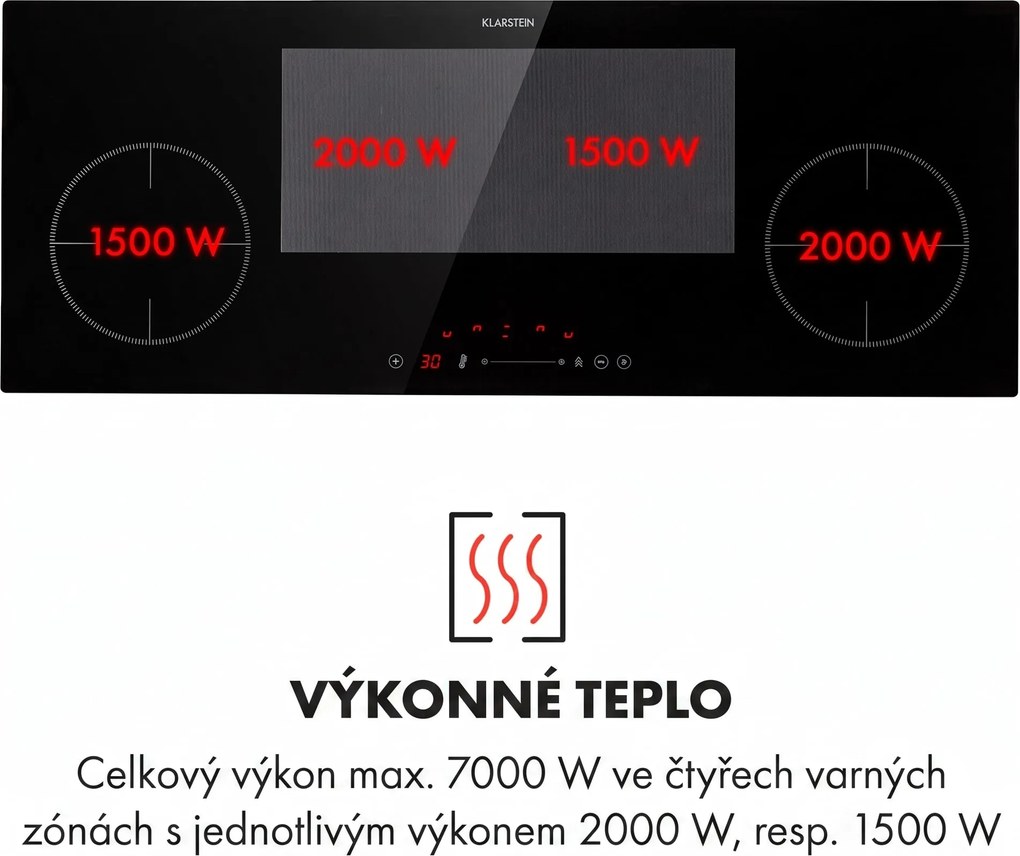 Klarstein Delicatessa 90 Slim, indukční varná deska, vestavná, 7000 W, 4 zóny