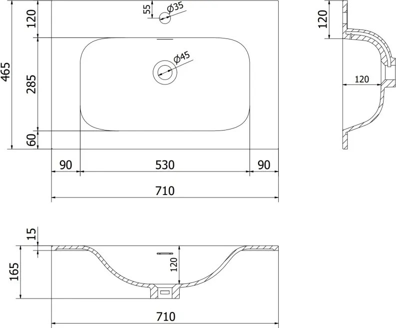 Mexen Orio, koupelnová skříňka 70 cm s umyvadlem Vela, 2 zásuvky, bílá matná, 91A10-07047-2-BFF01-W23M01