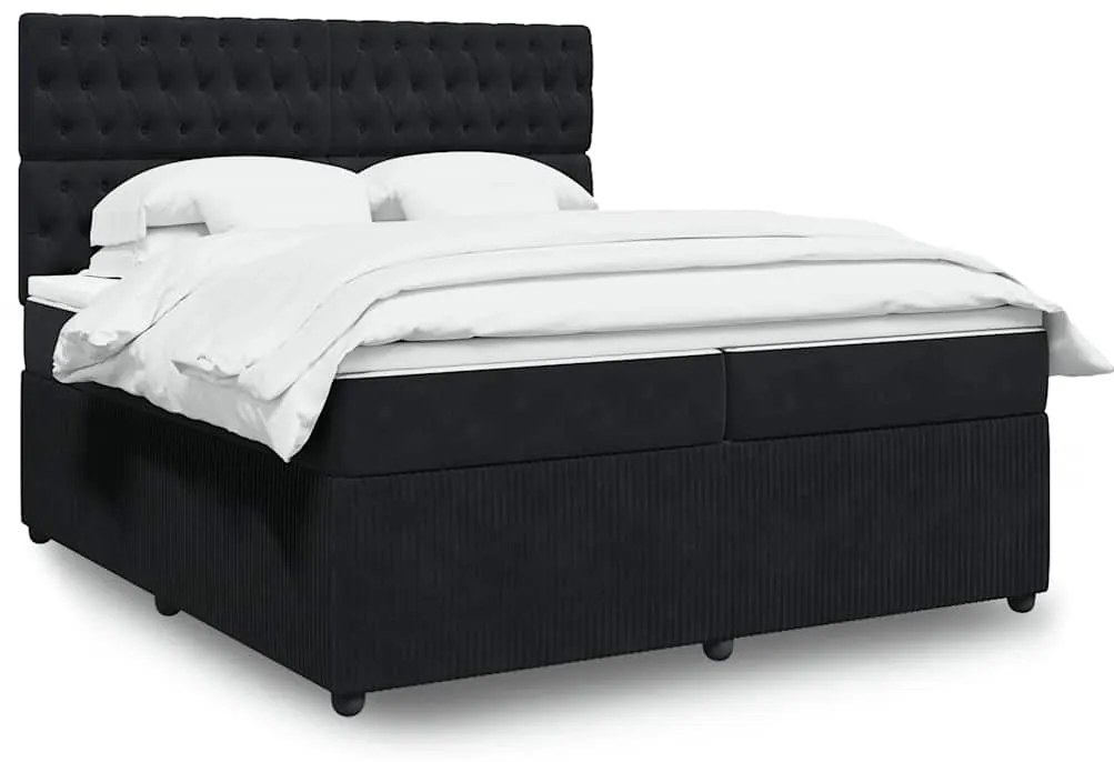Box spring postel s matrací černá 200x200 cm samet 3294738