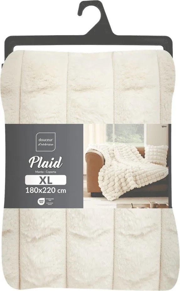 Krémová deka z mikroplyše/z umělé kožešiny 180x220 cm Igloo – douceur d'intérieur