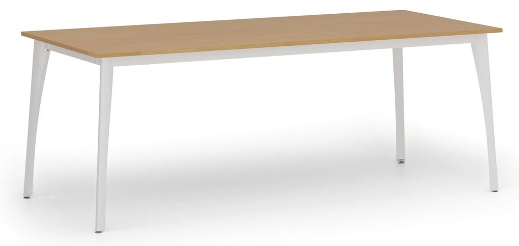 Jednací kancelářský stůl PRIMO OMEGA, 200x90 cm, bílá podnož, buk