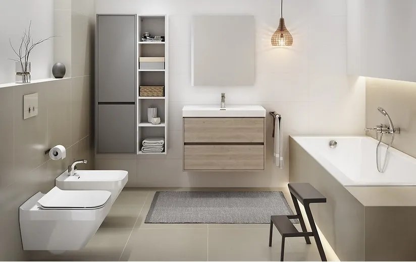 Cersanit Crea, závěsná skříňka s umyvadlem 60cm, set B114, dub, S801-288