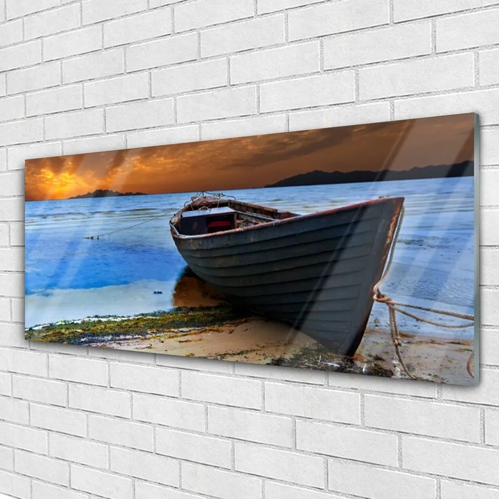 Plexisklo-obraz Loď Moře Pobřeží Pláž 125x50 cm