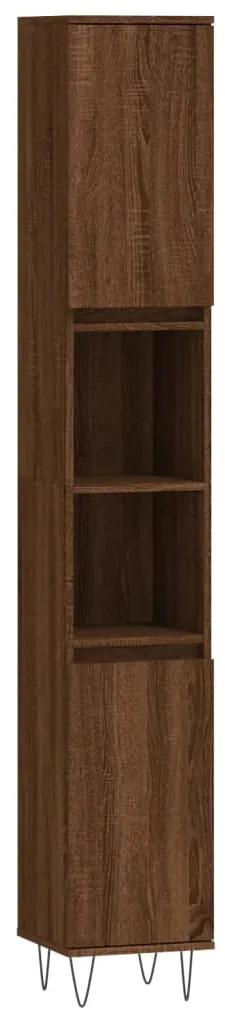 3dílný set koupelnových skříněk hnědý dub kompozitní dřevo,  3187796