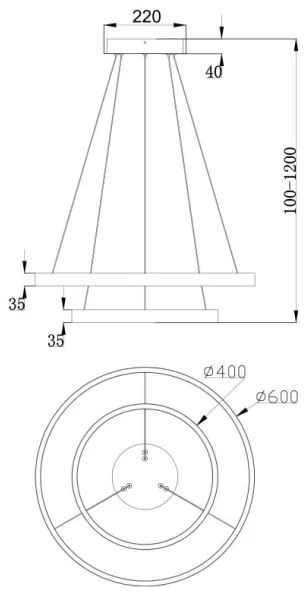 Maytoni MOD058PL-L55BS3K - LED Lustr na lanku RIM LED/61W/230V pr. 60 cm zlatá