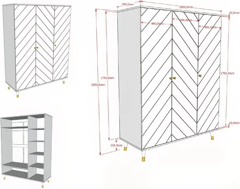 Bílá dětská šatní skříň 150x200 cm BILLY – Vipack