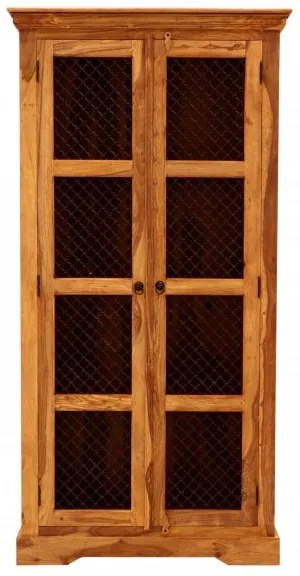 Indický nábytek - Vitrína Jali 100x200x45 z indického masivu palisandr Natural