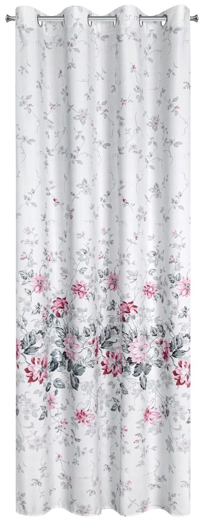 ZÁCLONA NA KROUŽCÍCH LEA05 140X250 CM KVĚTY