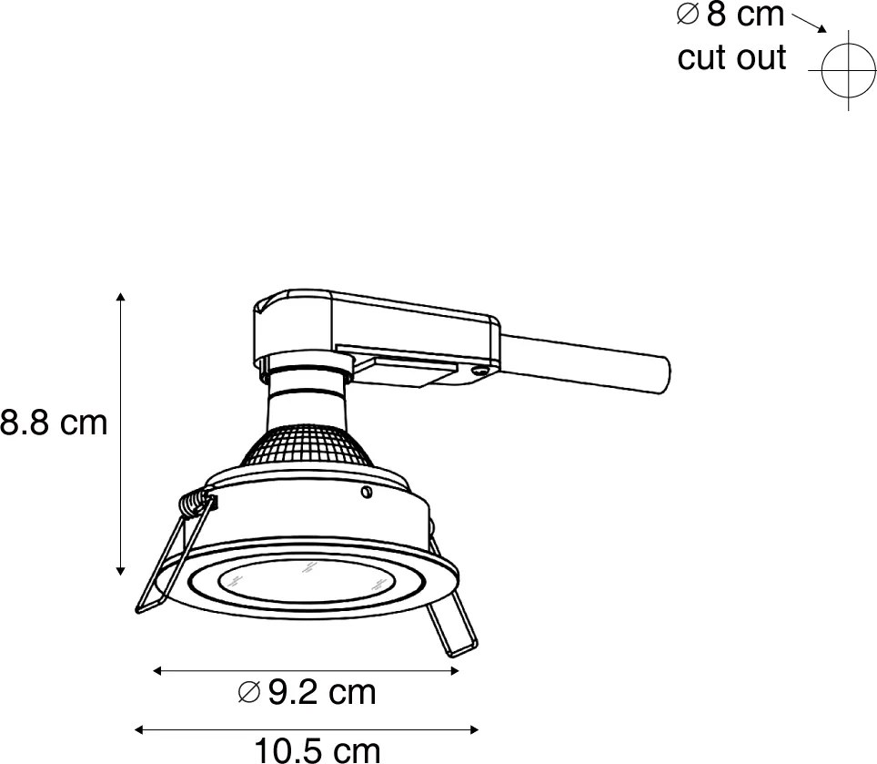 Sada 6 moderních zapuštěných bodových svítidel černá se zlatou, otočná a naklápěcí IP44 - Chuck