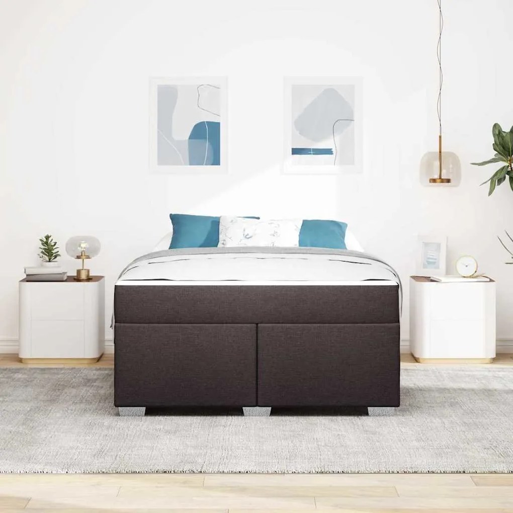 Rám postele s matrací Tmavě hnědá 140 x 200 cm textil 3399190