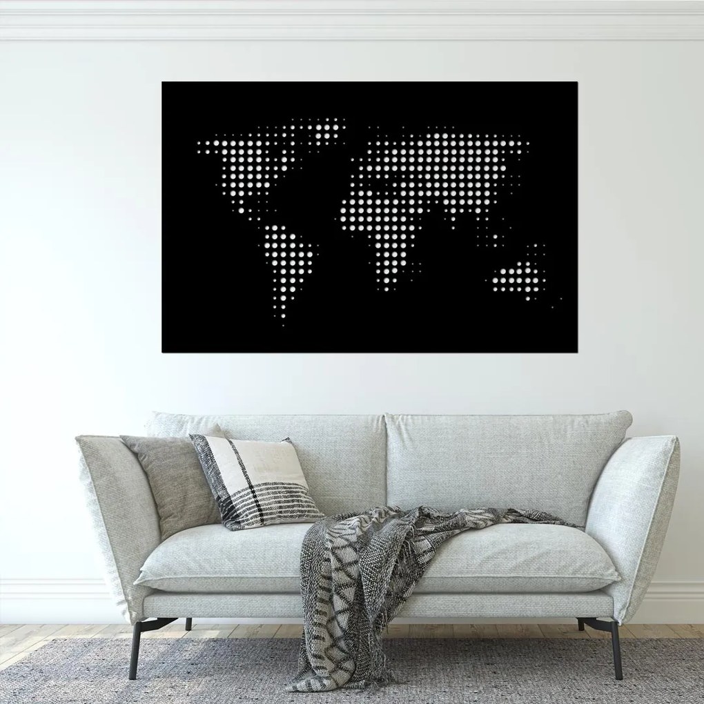 dřevo života Dřevěná mapa světa DOTS Zvolte barvu dekoru: Černá, Velikost map: 80x53