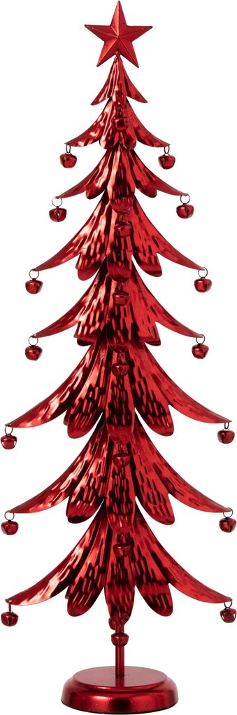 Červený veliký kovový stromek s rolničkami Christmas Tree XL – 25*13*78,5 cm