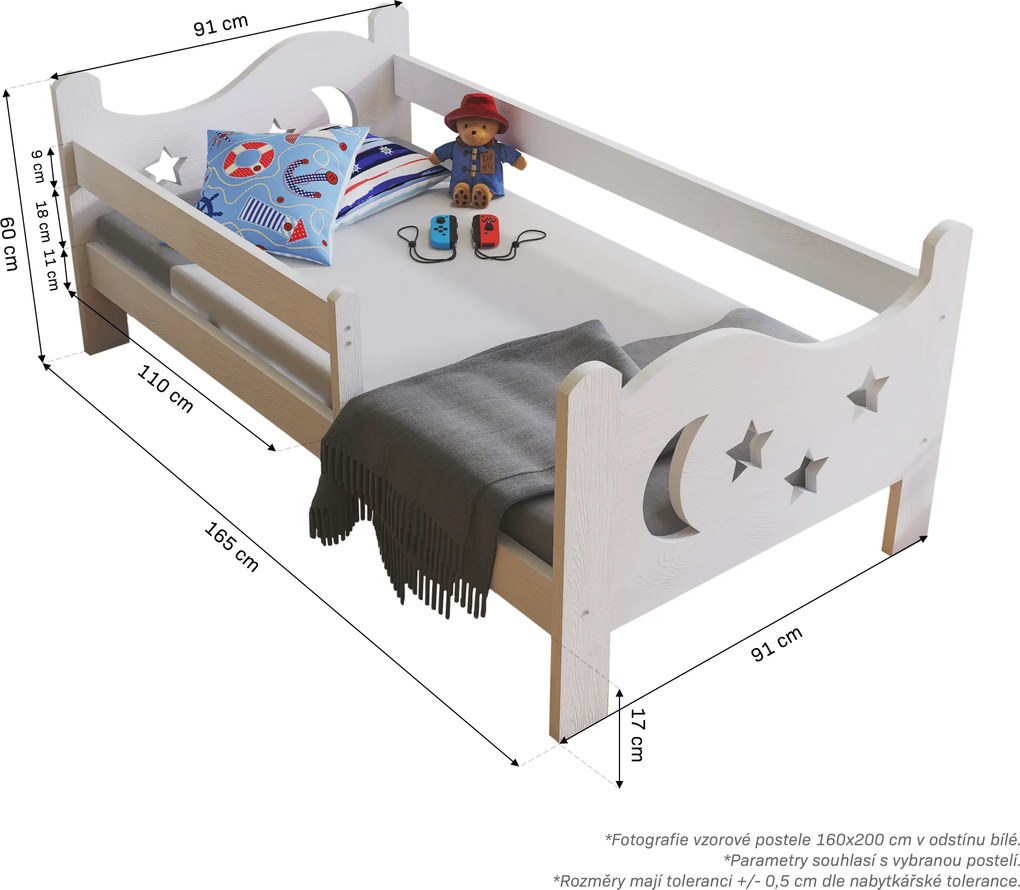 STA Postel Bohoušek 160 x 80 cm - barva Bílá + rošt - 2. jakost