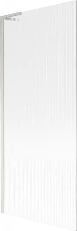 Mexen Next L, 1-křídlová vanová zástěna 80 x 150 cm, 6mm sklo s žebrovým vzorem, 6mm čiré sklo, profil broušená ocel, 895-080-000-03-09-97