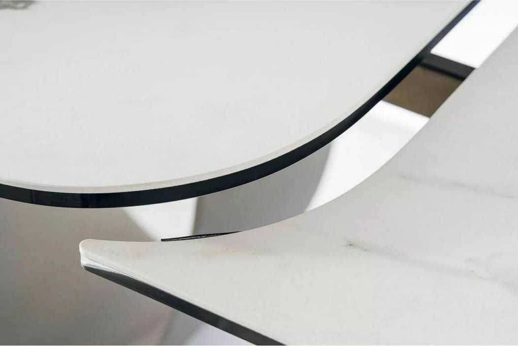 Jídelní rozkládací stůl Infinity 160/240 cm keramika bílý mramor/měděný