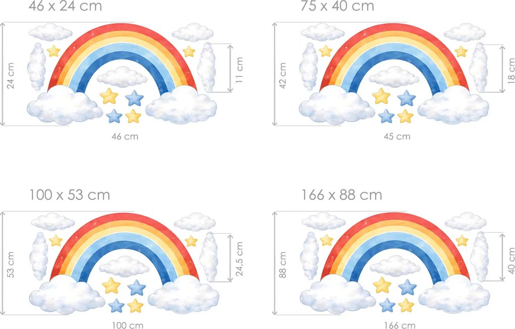 Duha pro děti samolepka na zeď arch 166 x 88 cm
