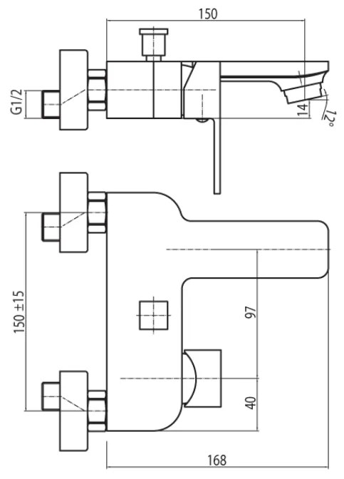 LOTOSAN Victoria sprchová baterie 150mm, černá AQ LB55930