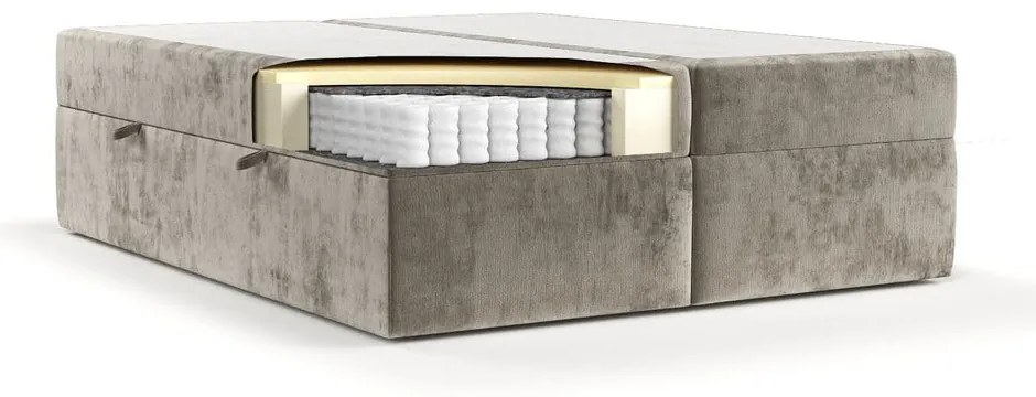 Světle hnědá boxspring postel s úložným prostorem 160x200 cm Yoko – Maison de Rêve