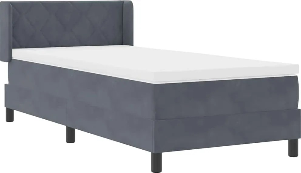 Postel s boxspringem s čelo Tmavě šedá 200 x 90 cm samet 3341505