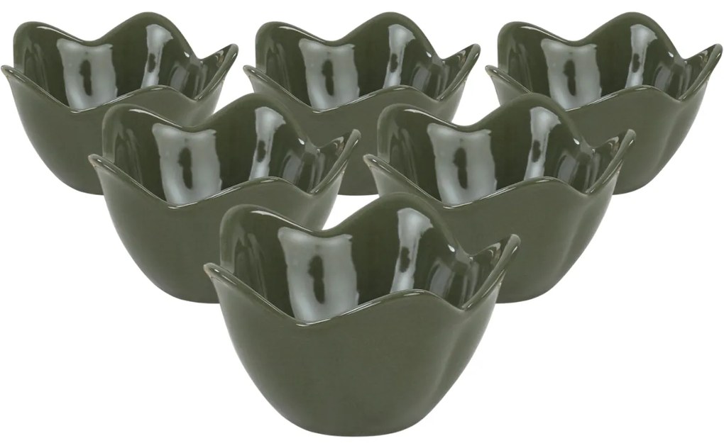 Sada 6 keramických misek Lotus 11,8 cm, zelená