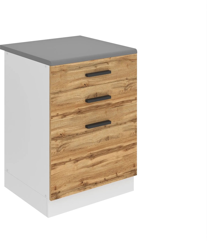Kuchyňská skříňka Belini Premium Full Version spodní se zásuvkami 60 cm dub wotan s pracovní deskou  TOR SDSZ60/0/WT/DW/B/B1/PP