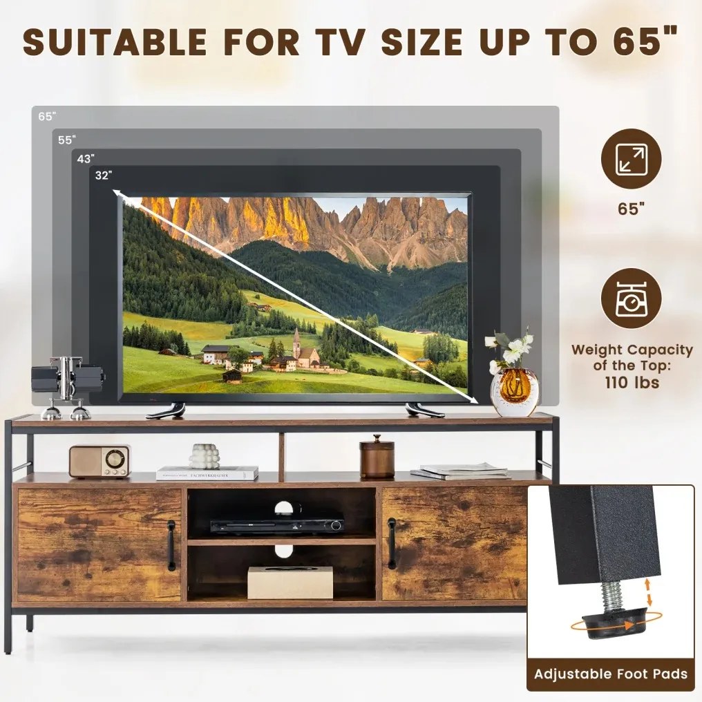 Costway TV stolek na nožičkách rustikální, 61 x 40 x 147 cm HV10325CF