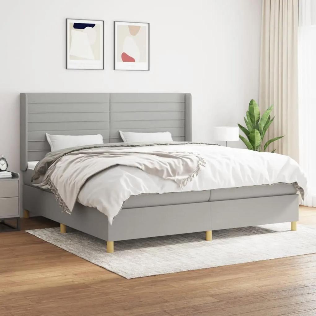 Box spring postel s matrací světle šedá 200 x 200 cm textil,  3132097