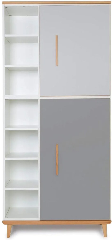 De Breuyn Dětská šatní skříň DeBreuyn Nado 2D 198 cm | světle šedá, šedá