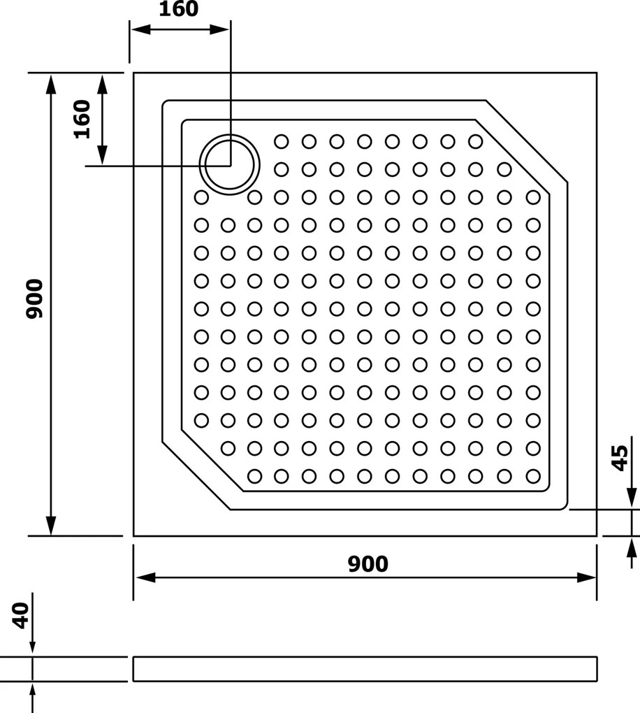 Gelco Gelco, ANETA90 sprchová vanička z litého mramoru, čtverec 90x90x4cm, GA009