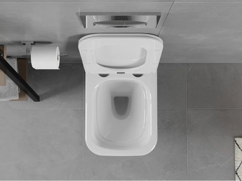 Mexen Elis závěsné wc Rimless s toaletním Slim sedátkem z duroplastu, 52 x 34,5 cm, bílá - 30910600