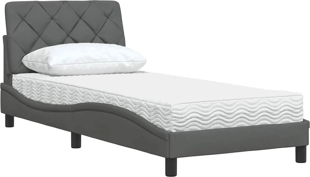 Postel s matrací tmavě šedá 90 x 190 cm textil 3310707