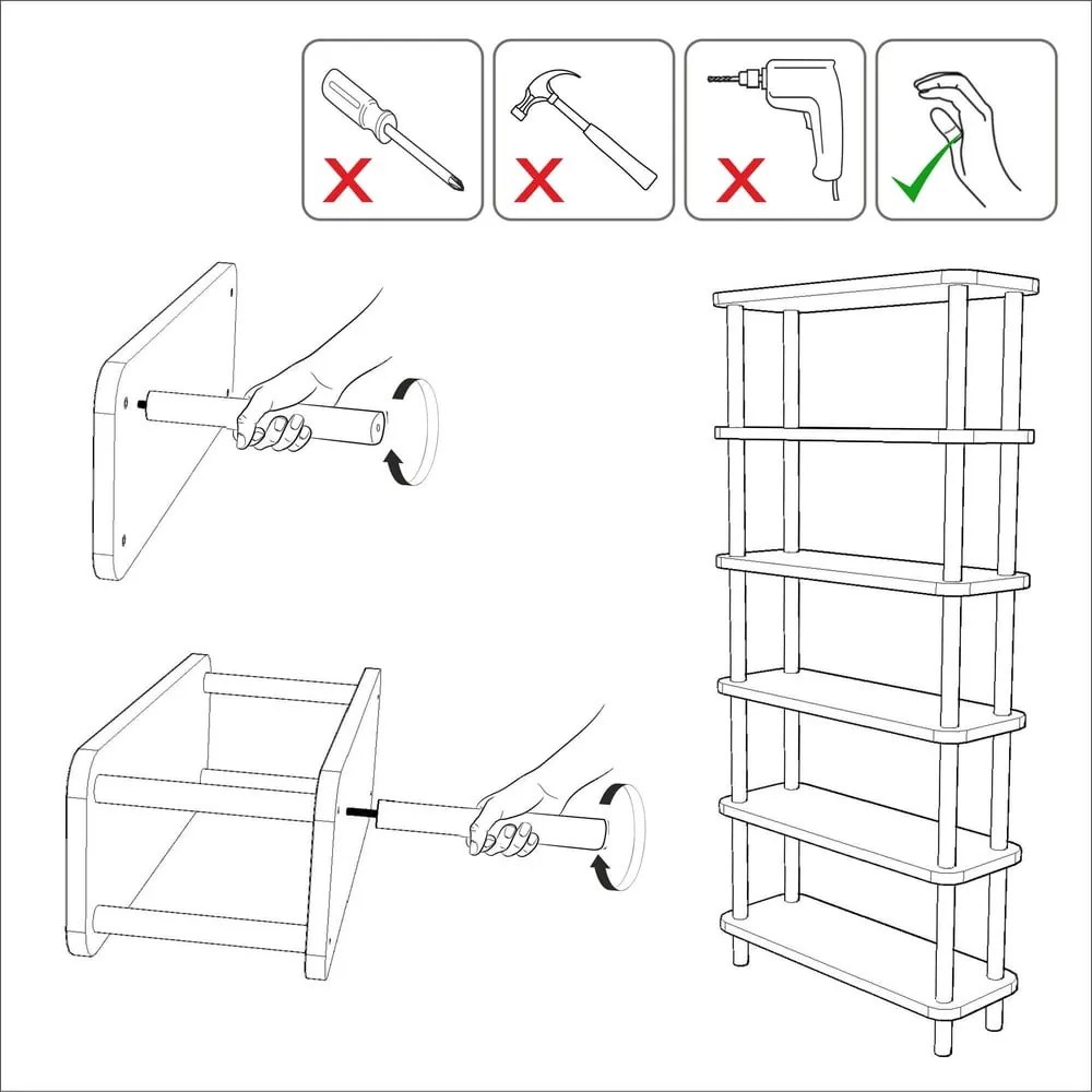 Knihovna v dekoru borovice v přírodní barvě 80x168,5 cm Step – Kalune Design