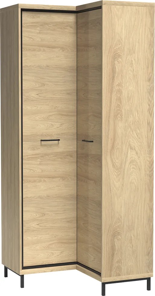 MEDIOLAN | šatní skříň M-14 rohová | 84,7x102 cm | + KOVOVÉ NOZIČKY | UNI provedení | natural hikora