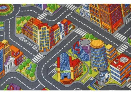 Dětský kusový koberec ULIČKY BIG CITY šedý Rozměr: 300x600 cm