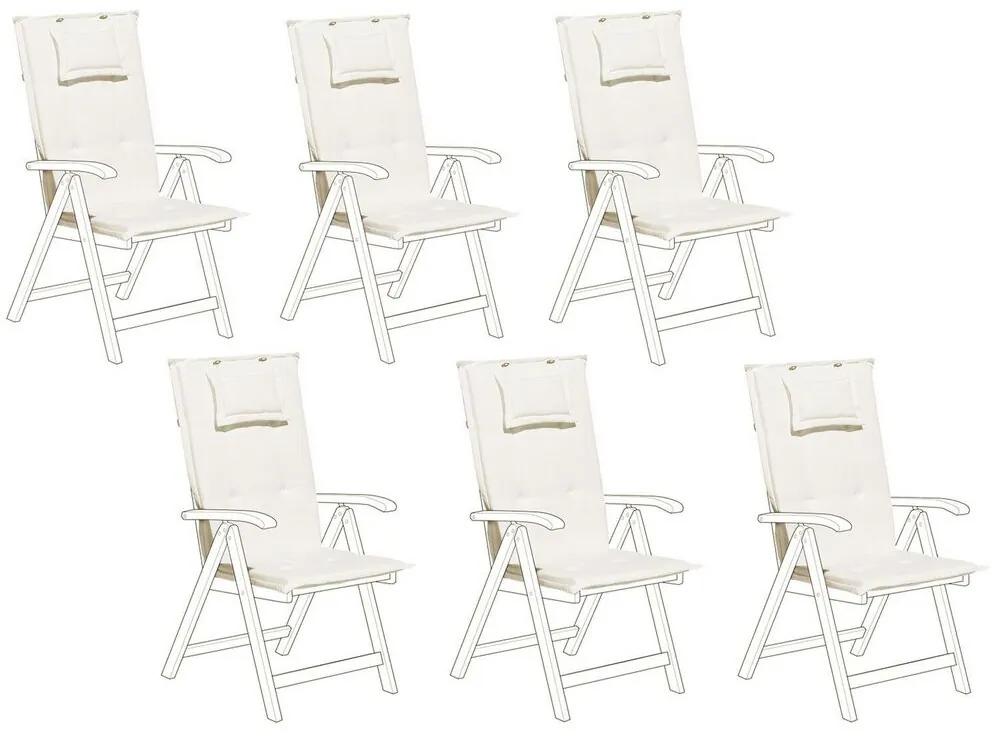 Sada 6 polštářů pro zahradní židle krémové TOSCANA/JAVA