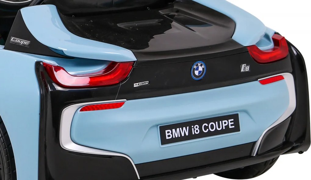 Ramiz Elektrické autíčko BMW i8 Lift modré + dálkové ovládání + pomalý start + 3bodové pásy + MP3 USB + LED