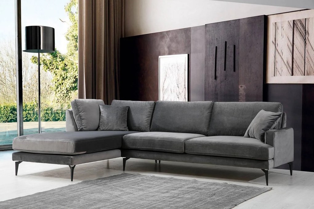 Designová rohová sedačka Fenicia 283 cm antracitová - levá