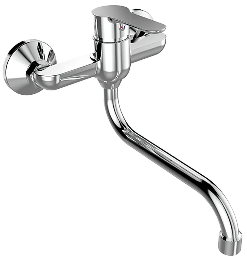Mereo Zuna dřezová baterie nástěnná 150 mm s ramínkem trubkovým 18 mm 300 mm chrom CB30106Z