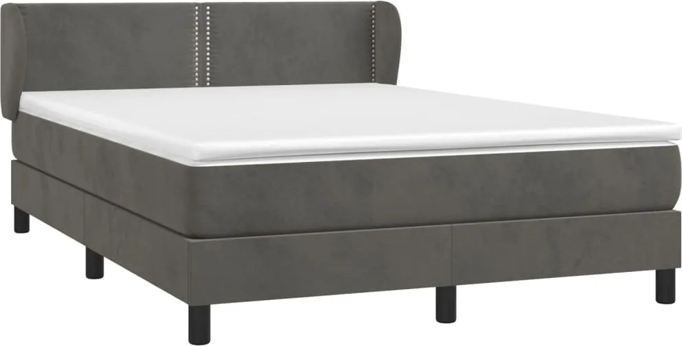 Box spring postel s matrací tmavě šedá 140x200 cm samet 3127434