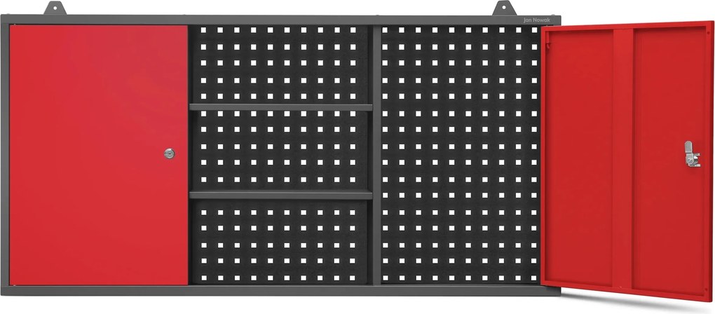 Závěsná dílenská skříň, antracit/červená, 1200x600x200 mm: BEN