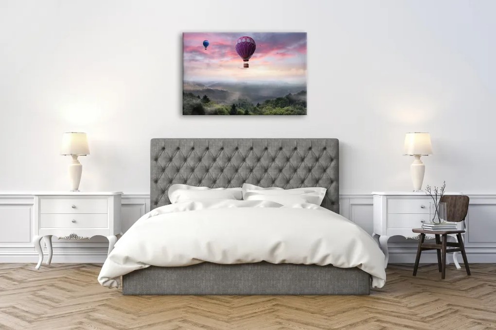 Malvis ® Obraz balóny nad lesem Velikost (šířka x výška): 120x80 cm